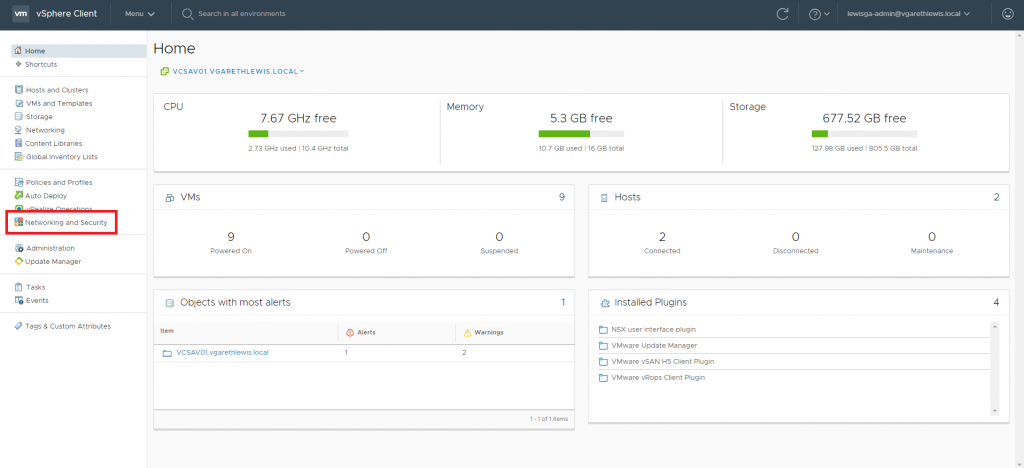 Vgarethlewis Networking And Security Extension Missing After Vmware Nsx Upgrade